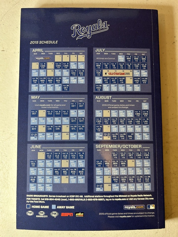 2015 Kansas City Royals MLB Baseball Media Guide Info and Record Book ...