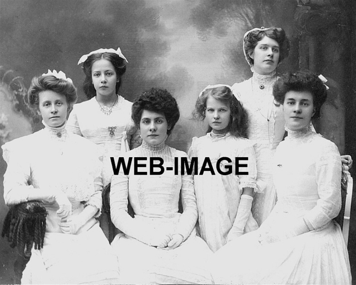 1885 PRETTY WOMEN VICTORIAN FASHION WEDDING DRESS BRIDE PHOTO BEAUTIFUL ...