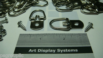 ADS - 10 LARGE TRIANGLE D-RING 1 HOLE PICTURE HANGER 1 3/4" W/ 10 #6 1/ ...