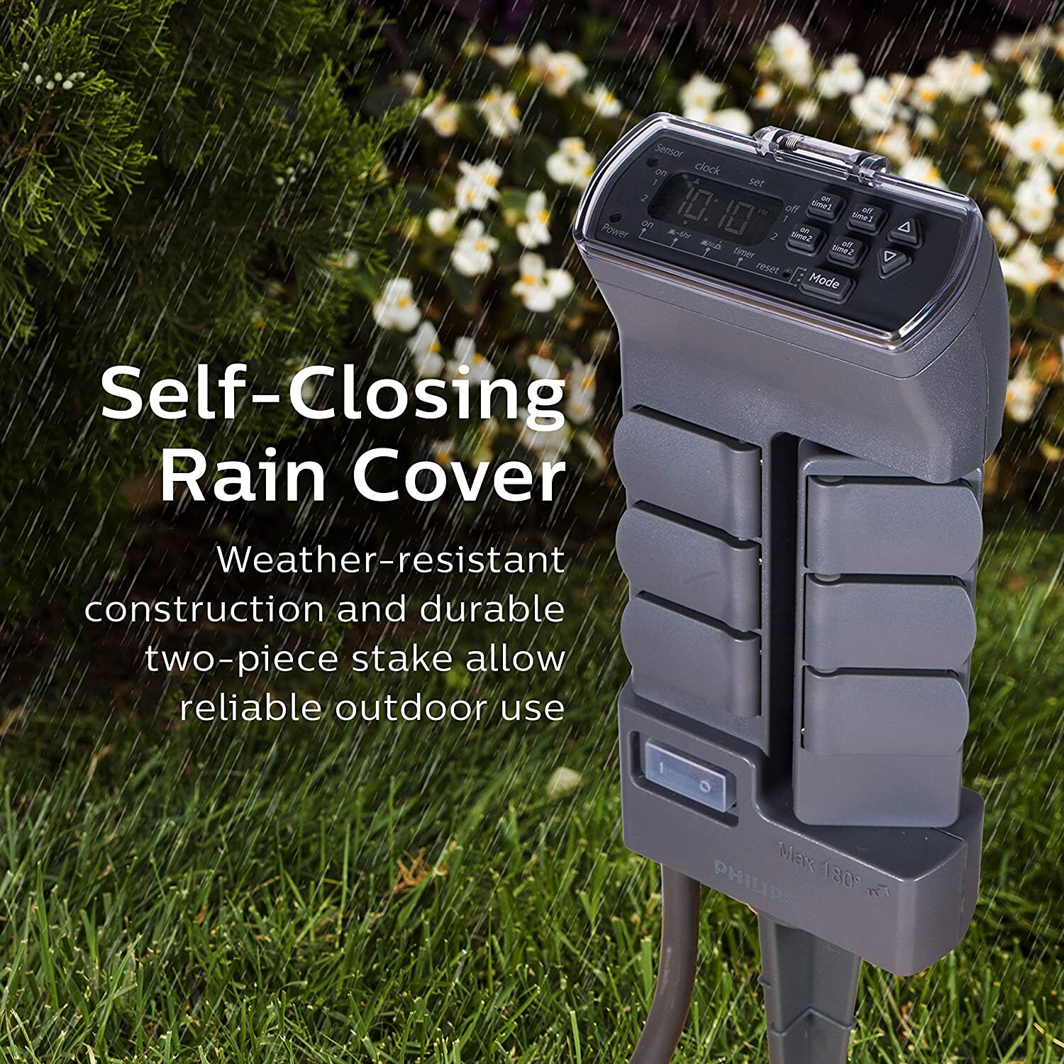 Philips Rotatable Digital Yard Stake Timer, Plug-in, Custom ON/OFF ...