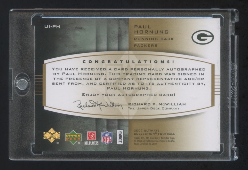 2007 UD ULTIMATE COLLECTION PAUL HORNUNG AUTOGRAPH INSCRIPTIONS GOLD # ...