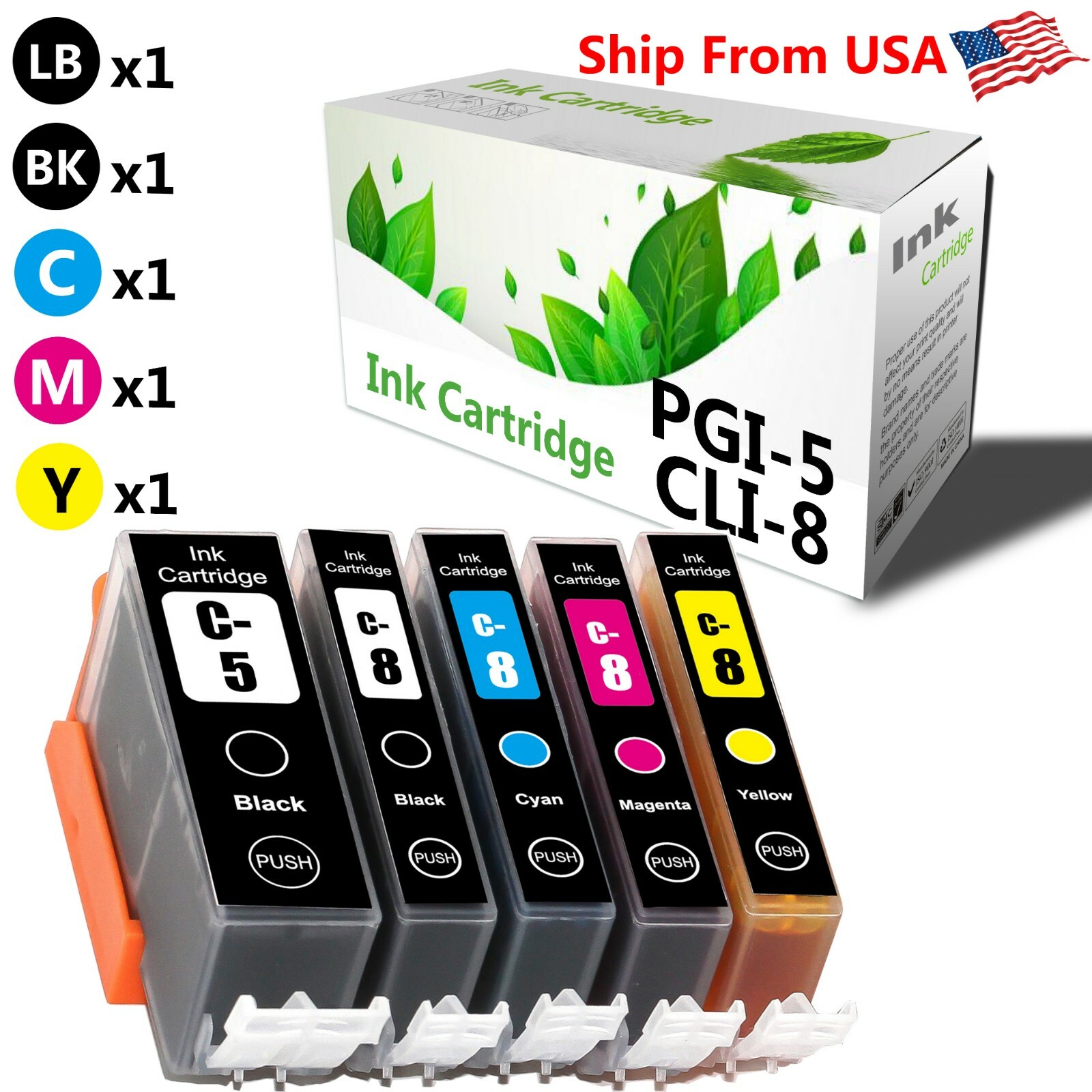 5 PK PGI5 CLI8 Ink Cartridge for Canon PIXMA MP600 MP600R MP800 iP5300 ...
