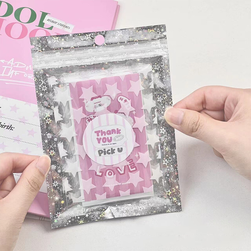 10PCS Laser Star Self Sealing Bags Plastic Pouches Jewelry Ziplock ...
