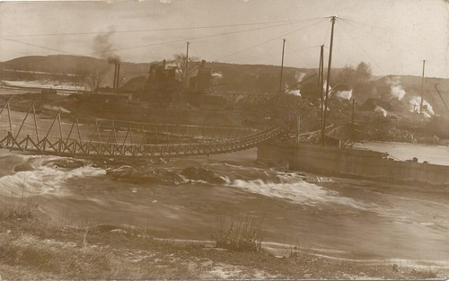 Factory/ Bridge River Scene c1908 * RPPC Steam Trains in Background | eBay