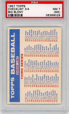 1957 Topps Checklist Series 3/4 Big Blony PSA 7 (Mk) | eBay