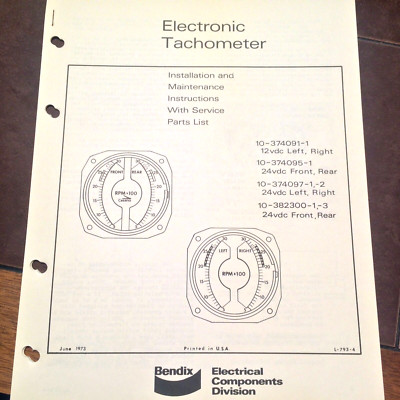 Bendix Electronic Tachometer Install, Service & Parts Manual | eBay