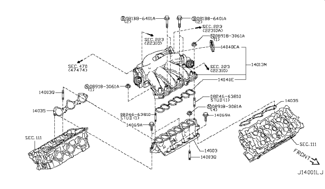 NEW 14032-JA10A Intake Plenum to Manifold Gasket fits Nissan Quest V6 ...