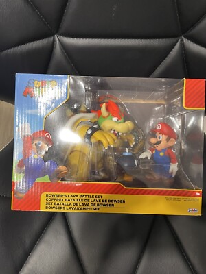 BOWSER'S LAVA BATTLE SET 6" Bowser v 4" Super Mario Bob-omb Jakks World ...