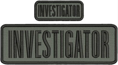 INVESTIGATOR EMBROIDERY PATCH 3X9.5 AND 1.5X4 HOOK ON BACK BLACK ON ...