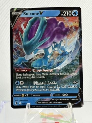 Suicune V Pokemon Evolving Skies Card #031/203 / Ultra Rare C12 | eBay
