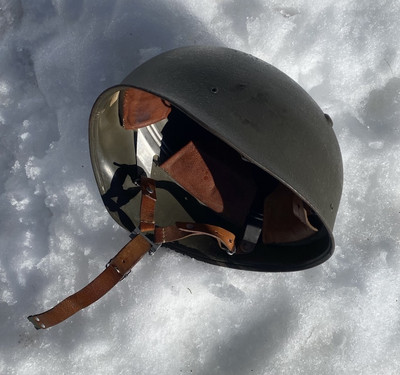 Swiss Army BT74 55-56 Steel Helmet Militaria Switzerland with leather ...