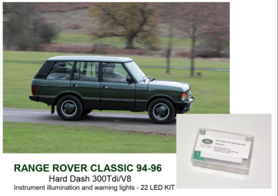 RANGE ROVER CLASSIC 94-96 Soft Dash instrument panel 22 bulbs LED KIT ...