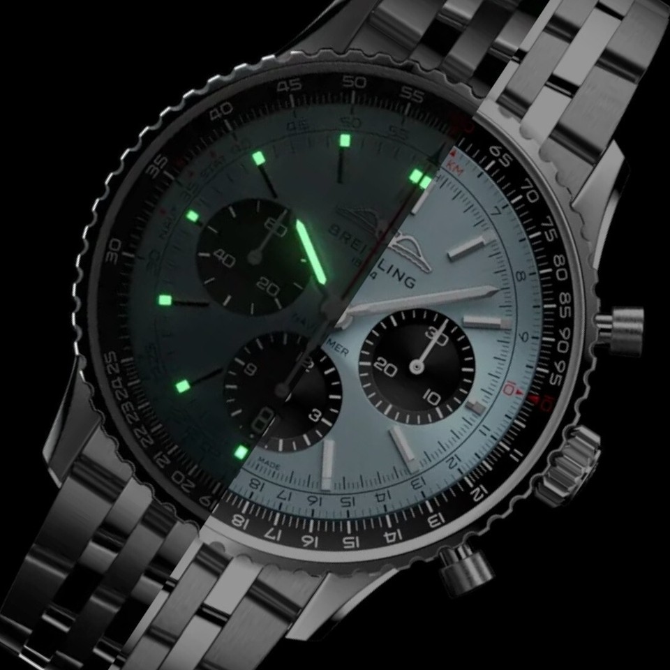 Ice Blue Chronograph AB0138241C1A1 Breitling B01 Navitimer 43mm Steel ...