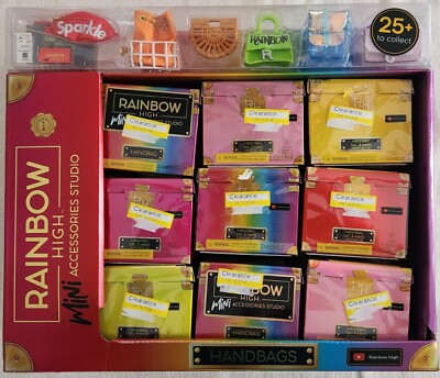 Rainbow High Mini Accessories Studio Handbags FULL CASE 27 pcs w/ Store ...
