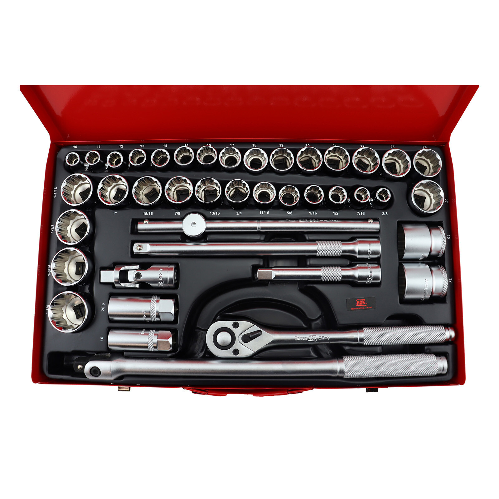 AOK Socket Set by KC Tools 41pc 1/2" Dr AF & Metric Socket Set In Steel ...