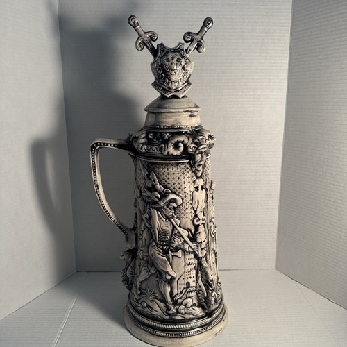 Vintage Beer Stein Pitcher 21” Tall Beautiful Design Very Unique | eBay