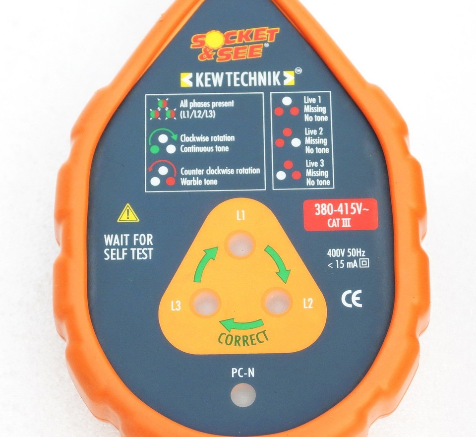 SOCKET & SEE KEWTECHNIK SOK65 3-PHASE INDUSTRIAL SOCKET TESTER 380-415V ...