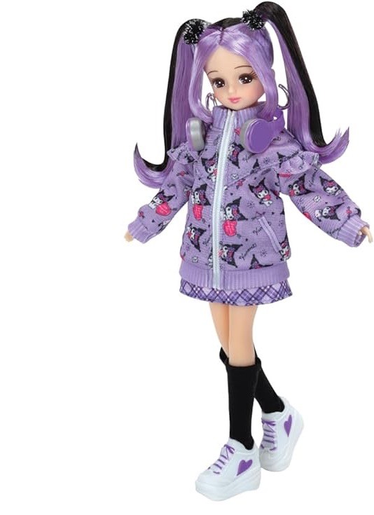 Takara Tomy Licca-chan Kuromi DX Sanrio Doll Set Casual & Purple Dress ...