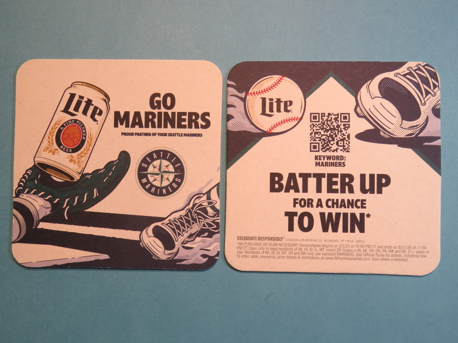BEER Coaster: MILLER Lite ~ Mariners Baseball ~ Seattle, WASHINGTON ...