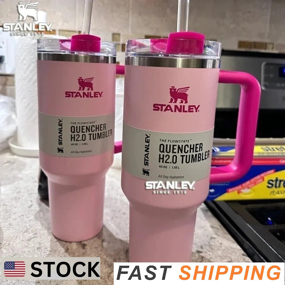Stanley 40oz Flamingo Pink Tumbler Stainless Steel H2.0 FlowState Quencher