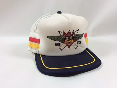 Vintage US Navy VF-13 Fighter Squadron Black Cats Three Stripe Snapback ...