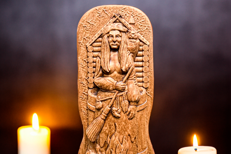 Baba Yaga Statue Russian Witch Slavic Mythology Decor Statuette Of Wood ...