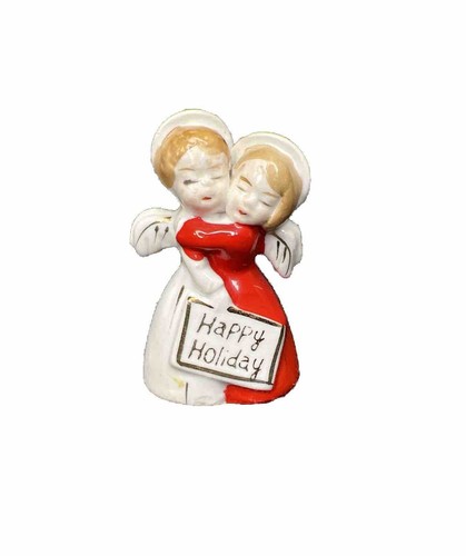 Vintage Ardalt 1950s Hugging Angels Porcelain Bell Ornaments Christmas ...