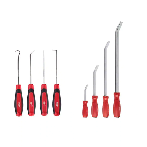 Pry Bar with Hook & Pick Set 8-Piece All Metal Core with Hammer-Ready ...