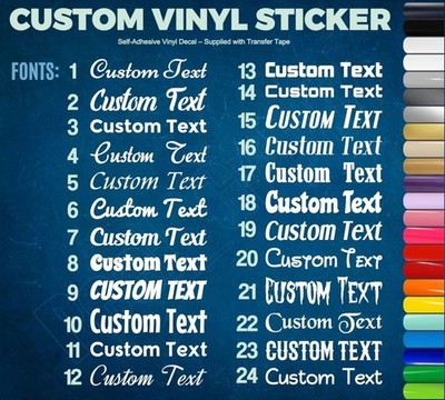 Personalised Name Vinyl Sticker Word Text Cut Fancy Font Sticker ...