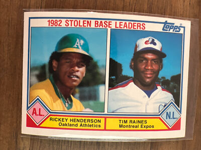 1983 Topps - Stolen Base Leaders #704 Rickey Henderson, Tim Raines HOF ...