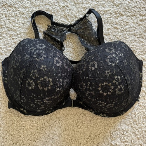 New Victoria’s Secret Sexy Tee Push Up Lace Black Gold Floral Bra 36D ...