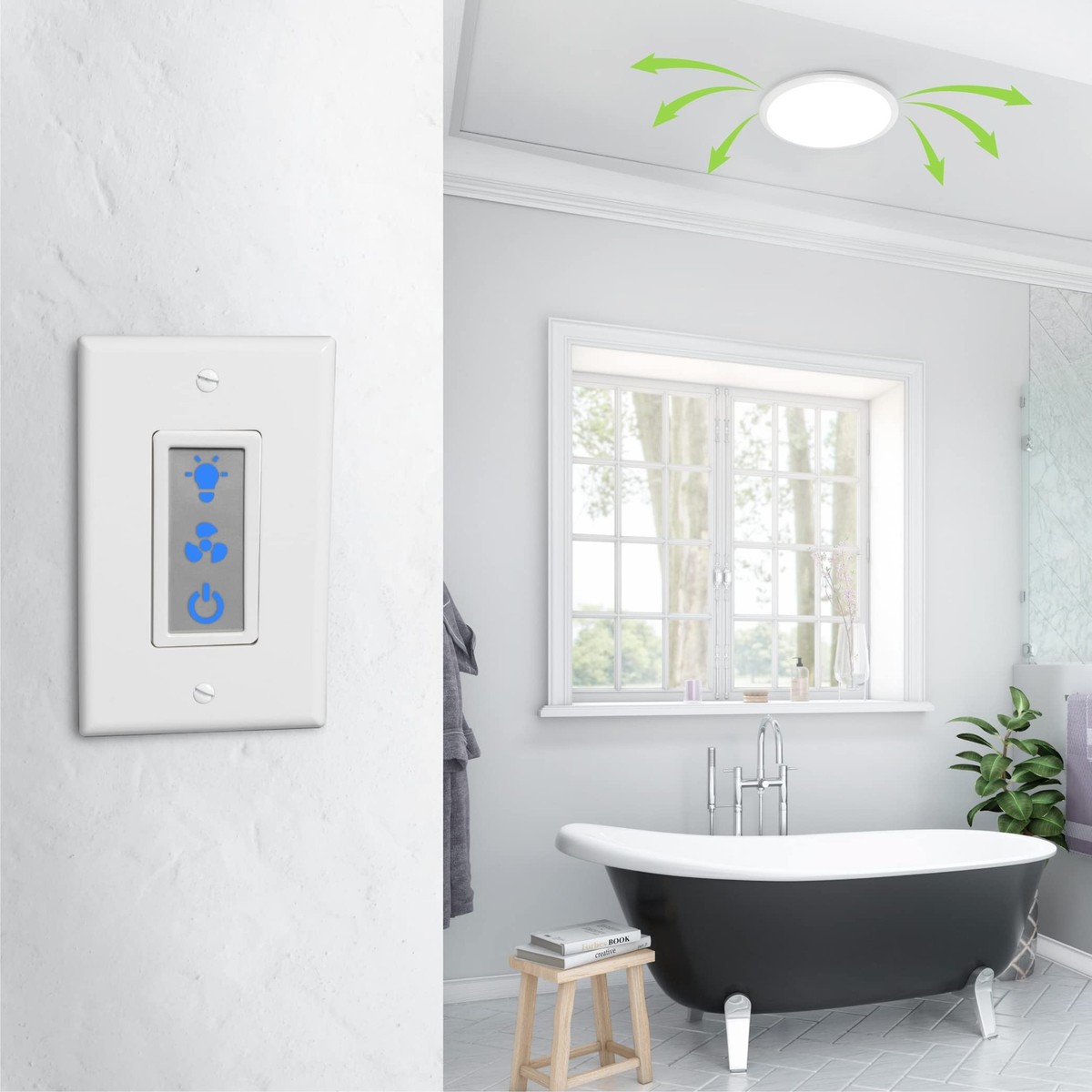 Bathroom With Fluorescent Light Switch 3.6w LED Over Cabinet Cornice