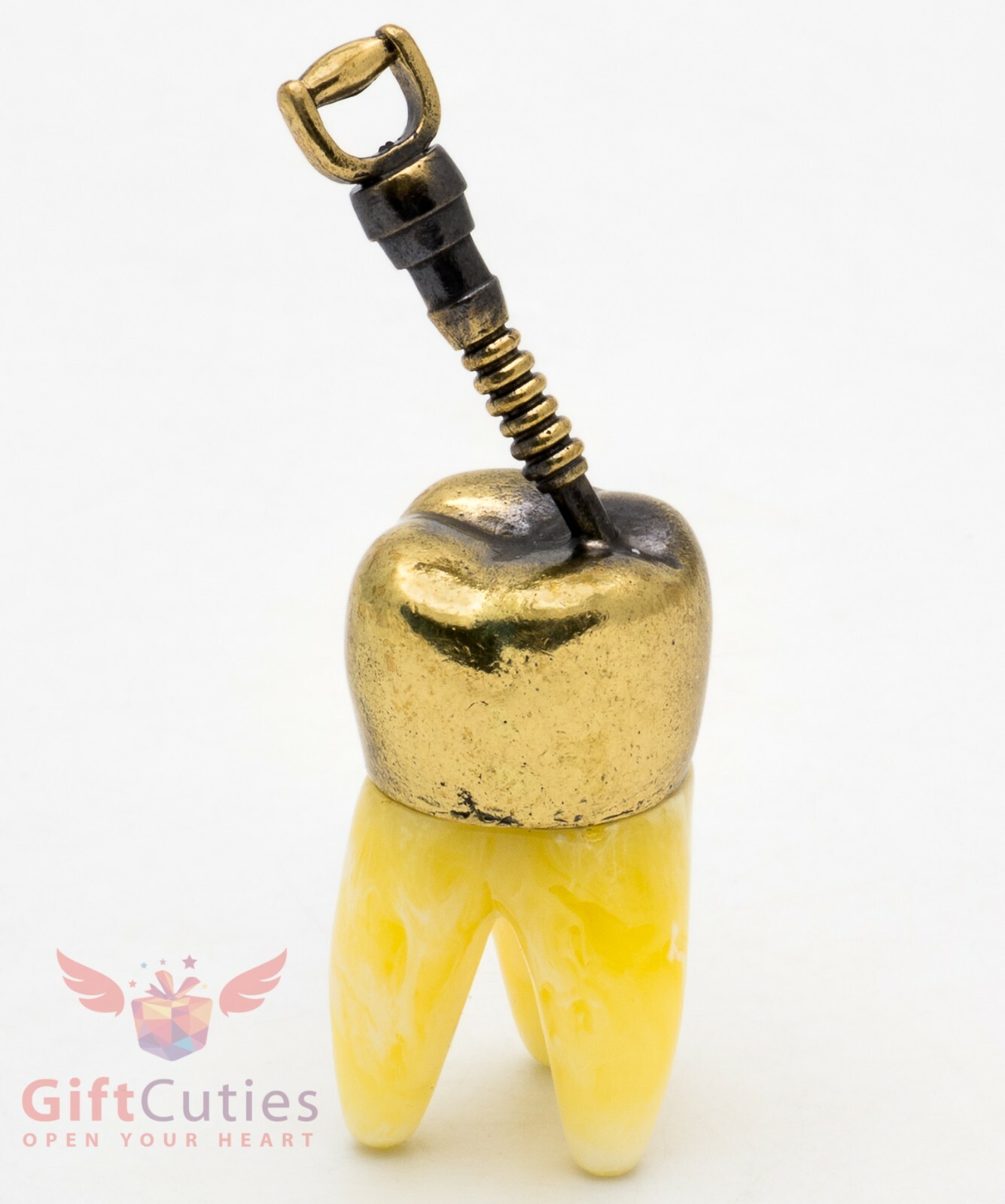 Brass Amber Tooth Shaped Figurine with jackhammer dentist's present ...