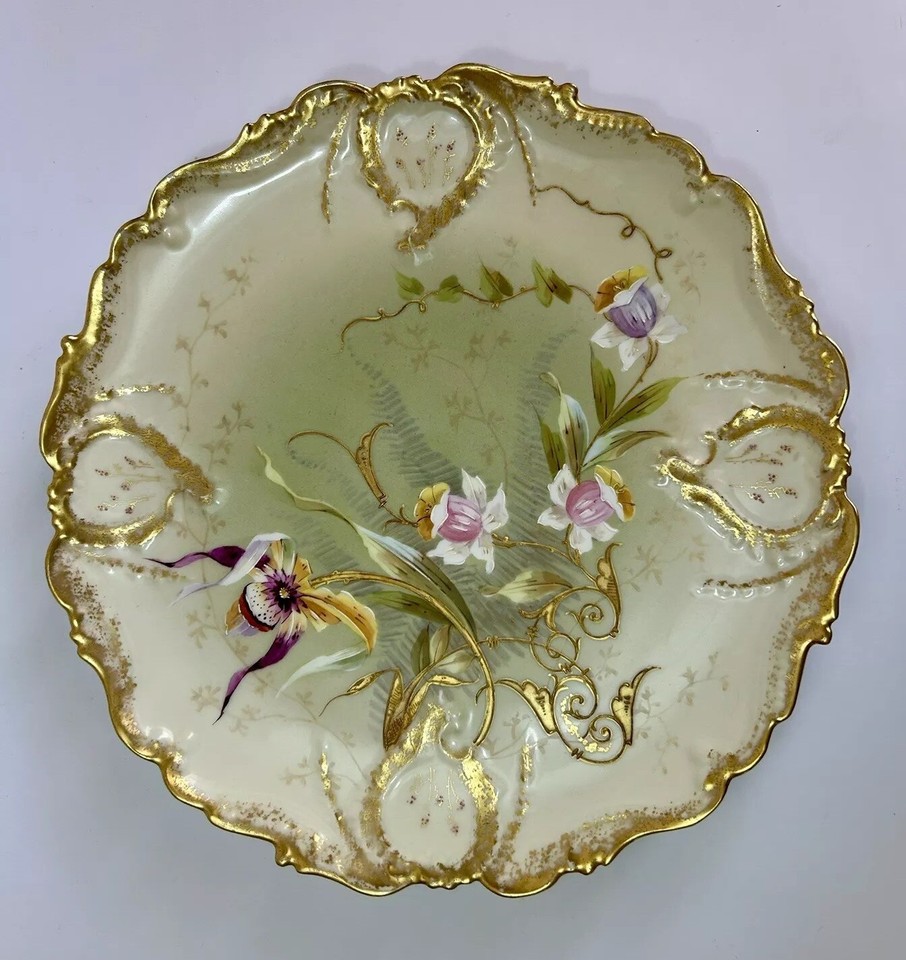 Antique L.B.H Limoges France Porcelain Hand Painted Round Platter 12 3/ ...