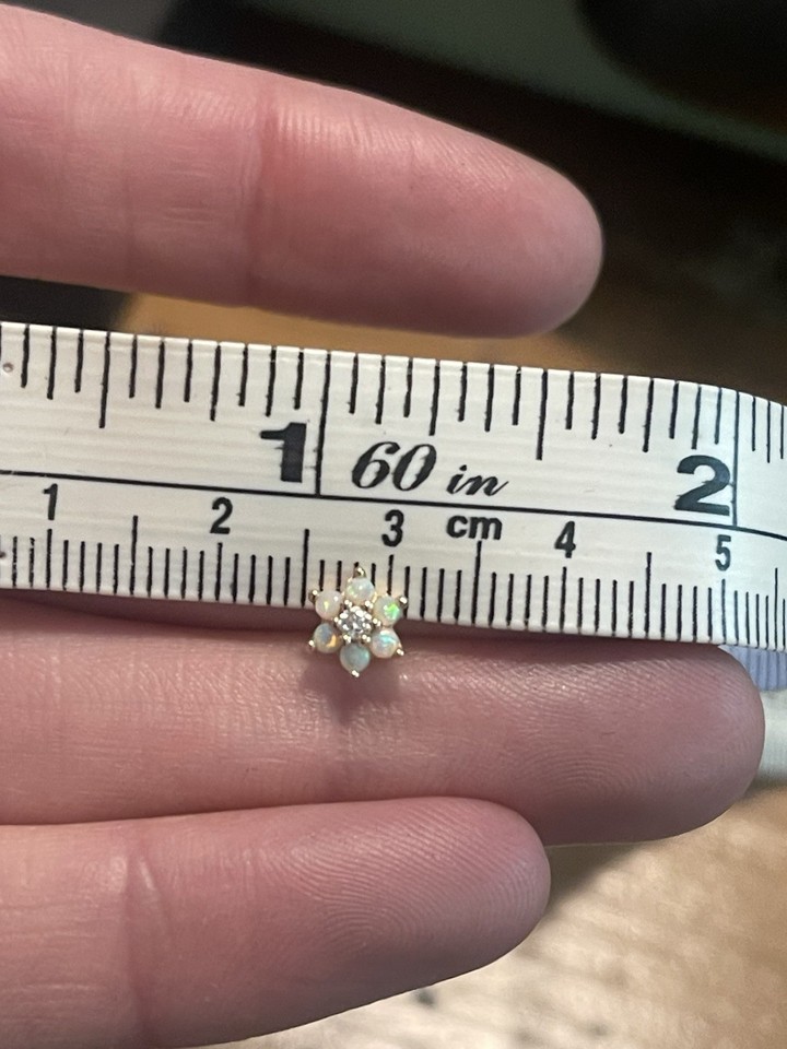 Maria Tash Rose Gold 18k Opal Diamond Flower Stud Earring $490 | eBay