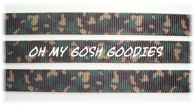 3/8 GREEN CAMO CAMOFLAUGE MILITARY ARMY GROSGRAIN RIBBON FOR HAIRBOW ...