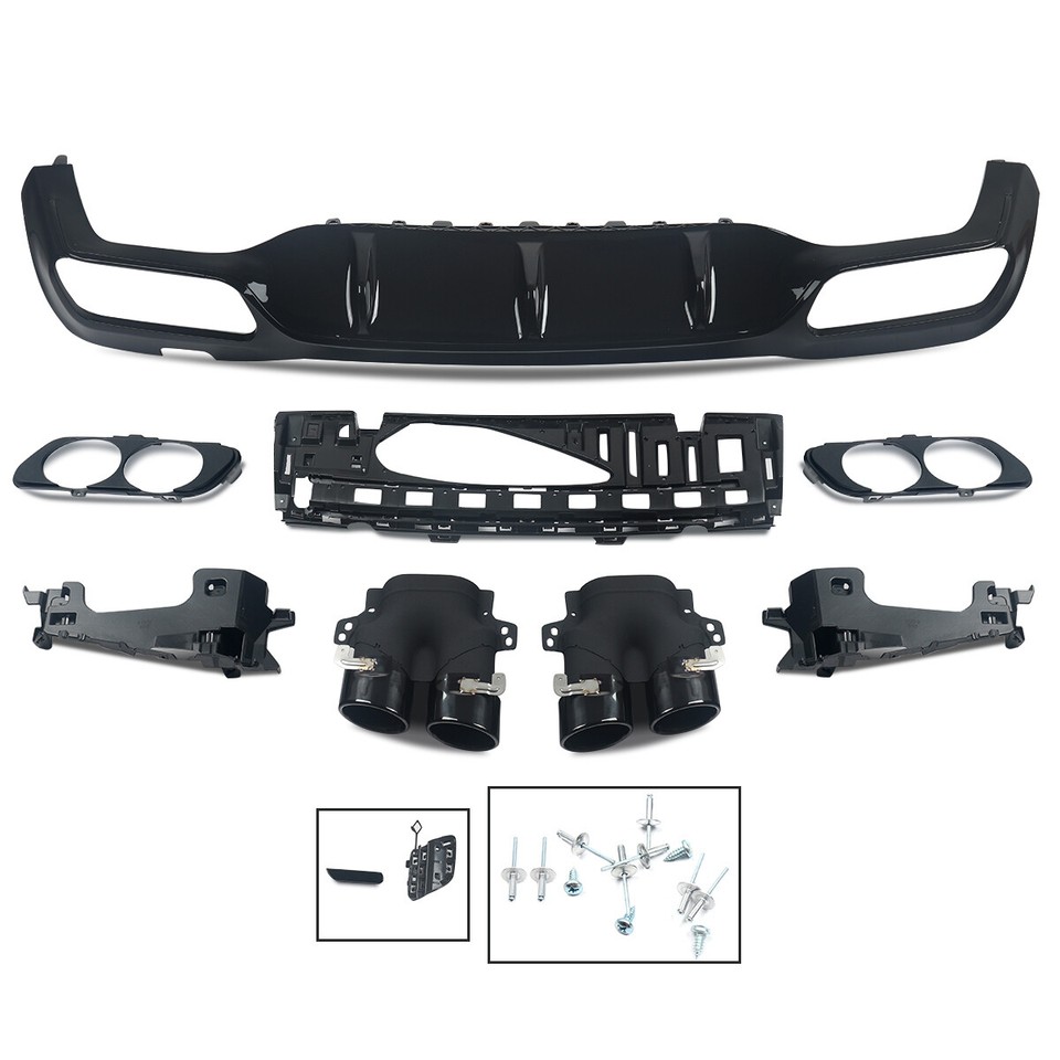 For 2016-2020 Mercedes Benz W213 E300 E43/E53 Rear Diffuser W/ Exhaust ...