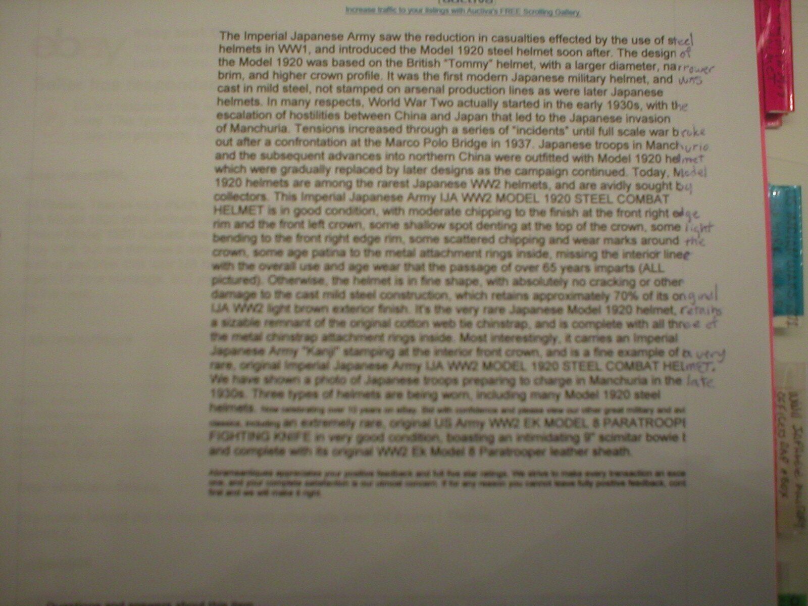 IMPERIAL JAPANESE ARMY IJA WW2 MODEL 1920 COMBAT HELMET MANCHURIA 30s ...