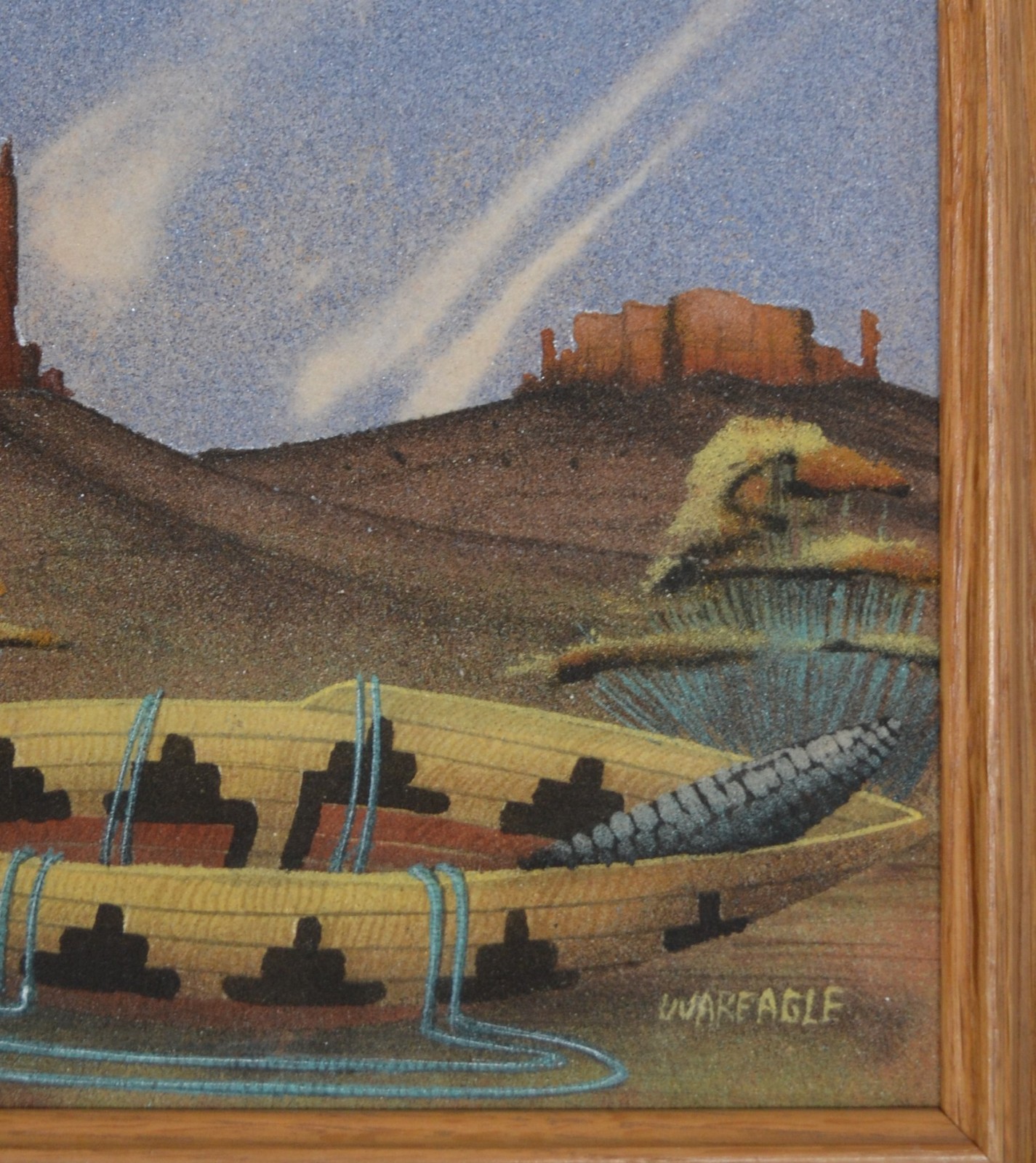 Navajo War Eagle Art Sand Painting "Basket" Signed by HR Harvey Begay ...