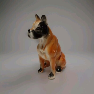 MCM Vintage Porcelain BOXER Dog Statue Figurine BONE CHINA Made in ...
