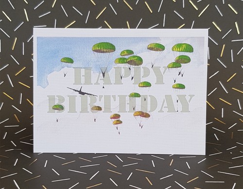 Handmade Parachute Birthday Card, Printed from Original Art, Plane, | eBay
