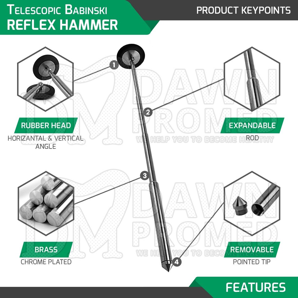 Babinski Neurological Hammer 9" W/Concealed Needle Medical Instrument ...