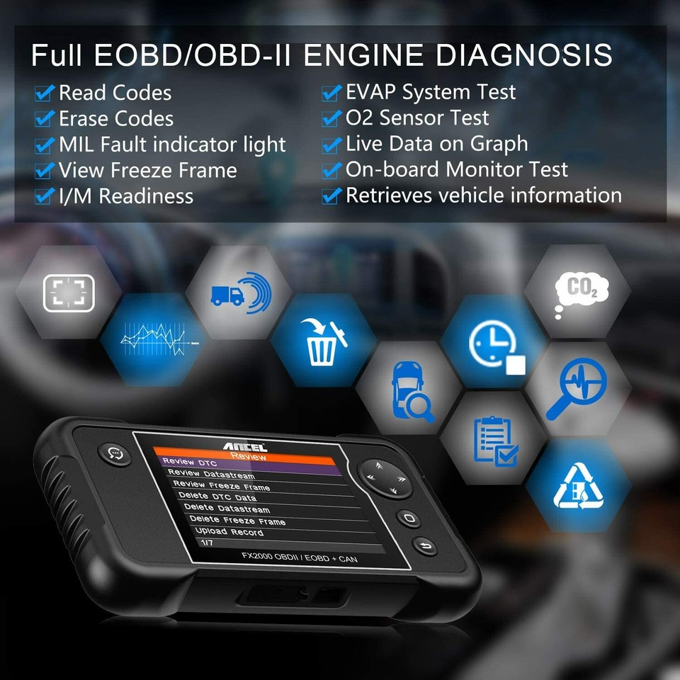 ANCEL FX2000 Engine Transmission ABS SRS Code Reader Car Diagnostic ...
