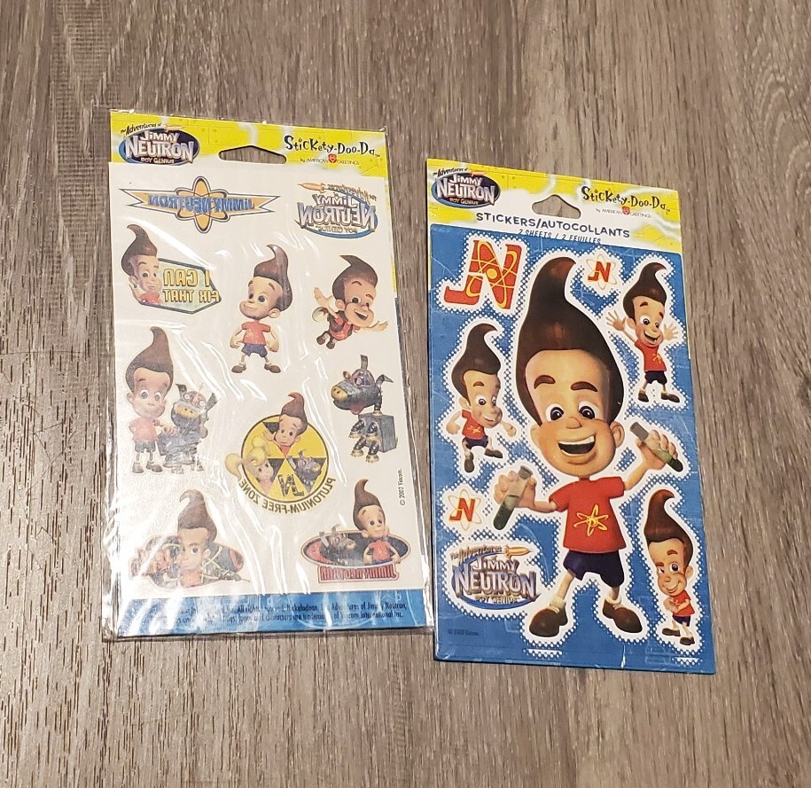VNTG STICKETY DOO DA JIMMY NEUTRON 2 STICKER SHEET SET & 1 TATTOO SHEET ...