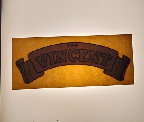 Vtg The Vincent Motorcycle Red Outline Petrol Gas Tank Scroll Logo ...