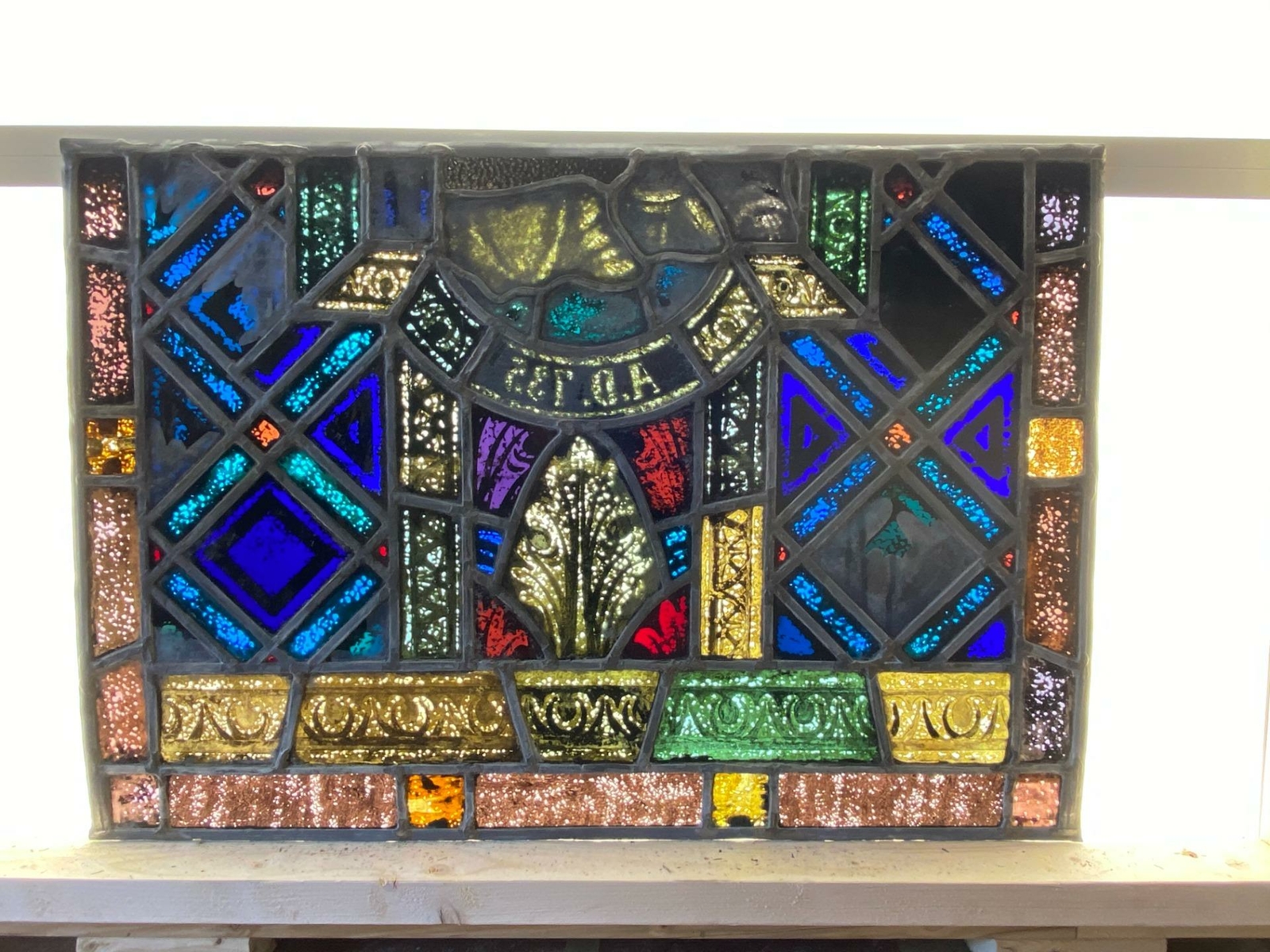 ANTIQUE GERMAN STAINED GLASS CHURCH WINDOW FROM A CLOSED CHURCH - V20 ...