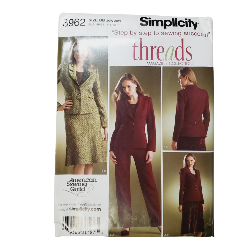 Simplicity 3962 Sewing Pattern Womens Sz 20W-28W Skirt Pant Lined ...