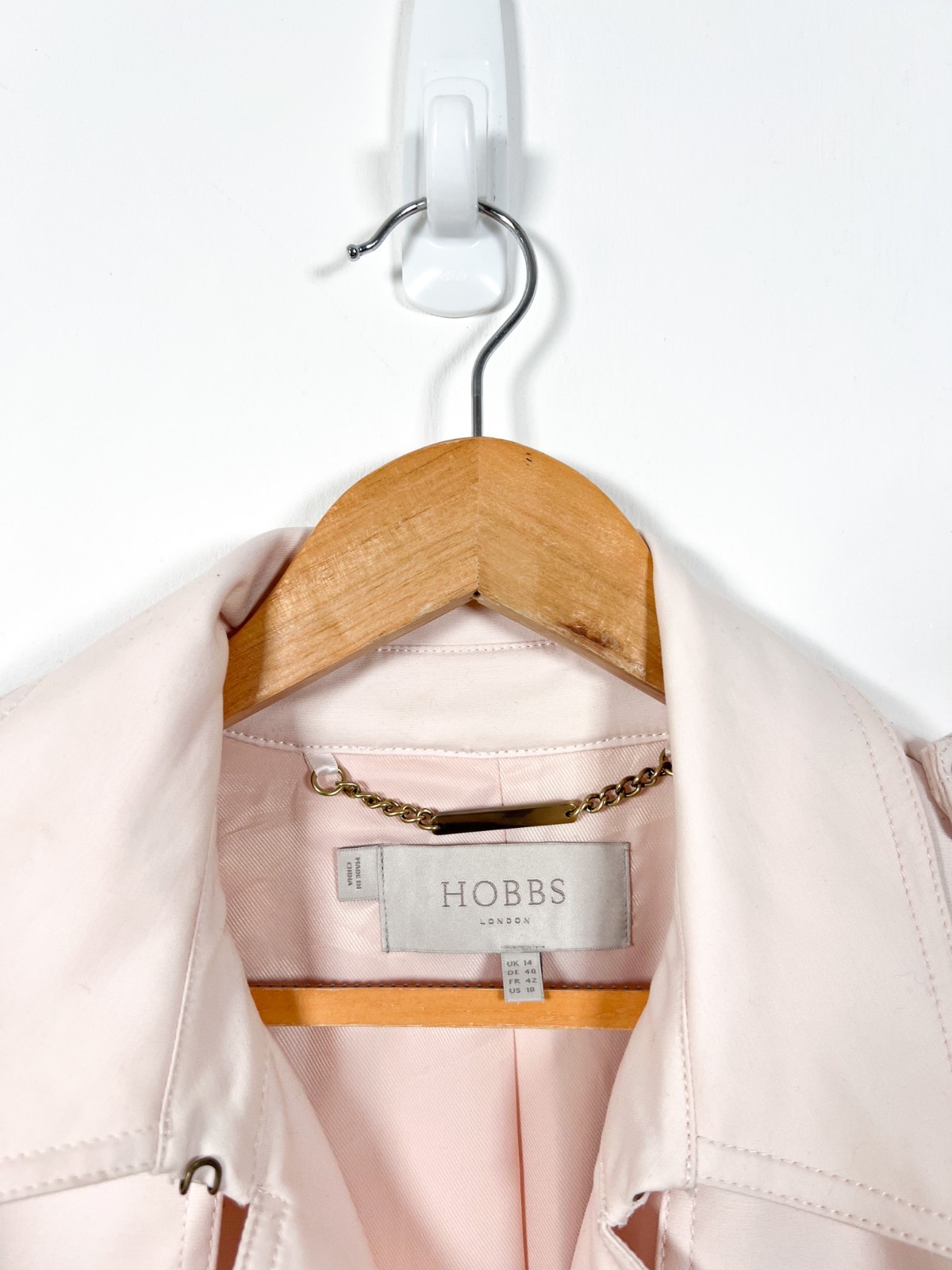 Hobbs Saskia Coat Size 14 Pale Pink Double Breasted Trench Mac Jacket ...
