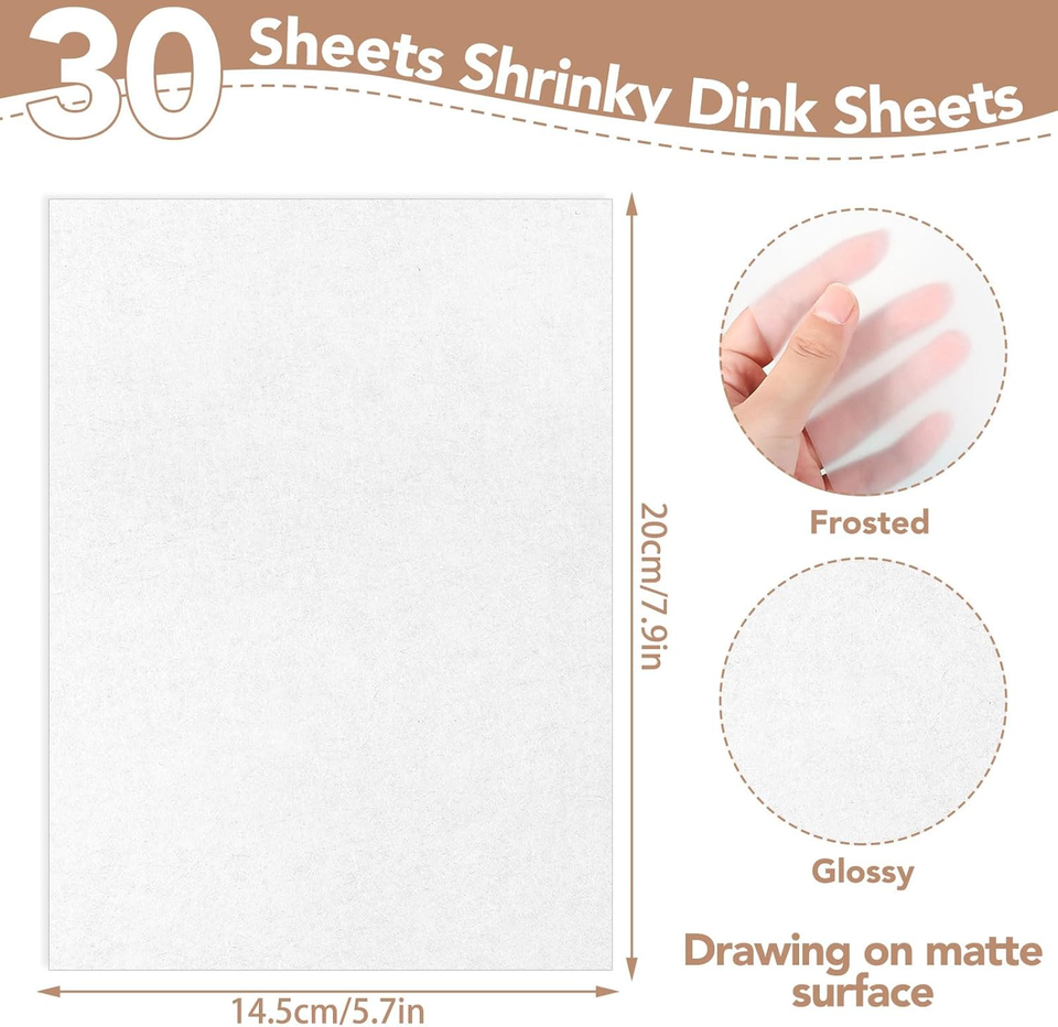 30 Pieces Shrink Plastic Sheets, Shrink Paper Shrink Art Paper for ...