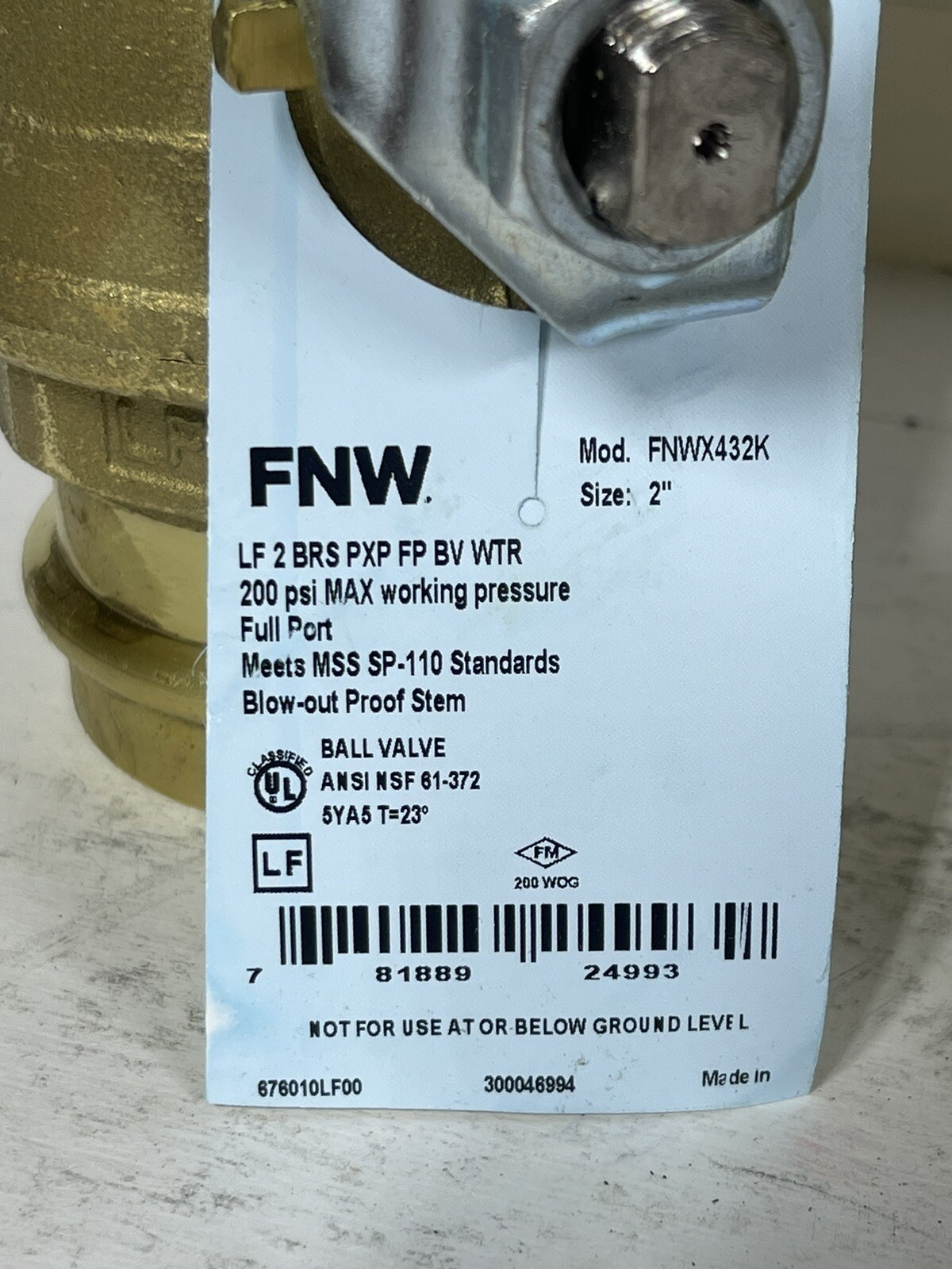 4 FNW 2" BALL VALVES {FNWX432K} FULL PORT WATER SERVICE FORGED BRASS ...